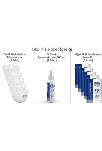 Öğretmen Hijyen Kiti Yüz MASKESI+100 ml Sıvı El ve Yüzey Likidi+Dezenfektan Mendil 11 Parça Öğretmen Hijyen Kiti Yüz MASKESI+100 ml Sıvı El ve Yüzey Likidi+Dezenfektan Mendil 11 Parça