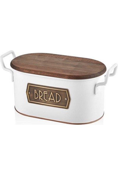 The Mia Ekmek Saklama Kutusu Beyaz Bakır Çizgili