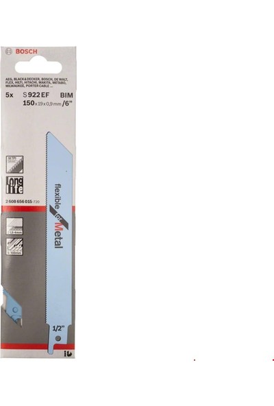 Bosch 2608656015 Panter Testere Flexformetal S922EF 5'li Bosch 2608656015 Panter Testere Flexformetal S922EF 5'li