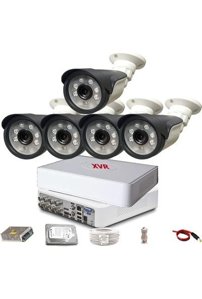 Qromax Pro 50Sk6 5 'Li 5 Megapiksel Sony Lens 1080P Sensör Plastik Kasa Güvenlik Kamerası Seti