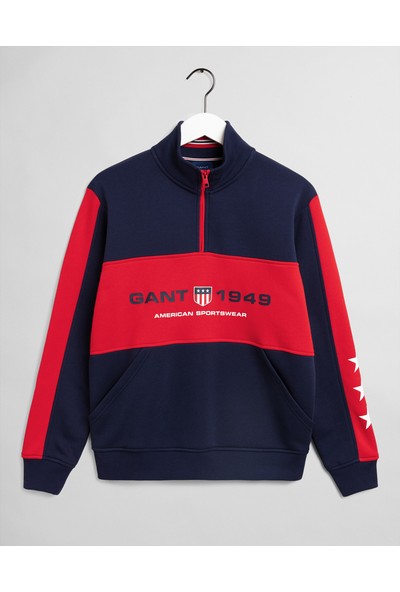 Gant Erkek Mavi Baskılı Regular Fit Fermuarlı Yaka Uzun Kollu Sweatshirt 2048051.409 Gant Erkek Mavi Baskılı Regular Fit Fermuarlı Yaka Uzun Kollu Sweatshirt 2048051.409