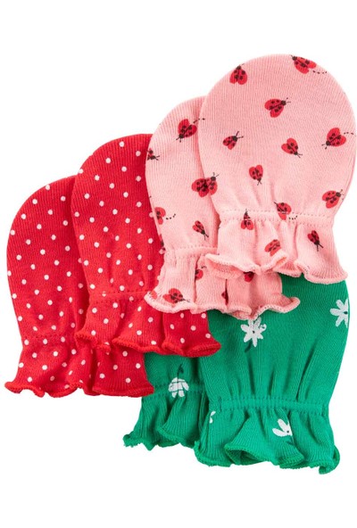 Carter's Carters Layette Kız Bebek 3'lü Eldiven 1K481710 Carter's Carters Layette Kız Bebek 3'lü Eldiven 1K481710