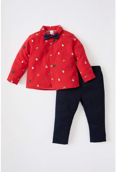 DeFacto Erkek Bebek Papyonlu Gömlek Pantolon Takım V5465A221WN