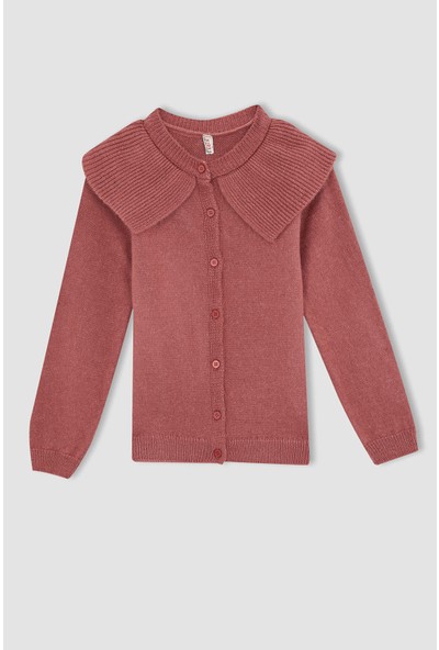 DeFacto Kız Çocuk Regular Fit Geniş Yakalı Hırka V0835A621WN