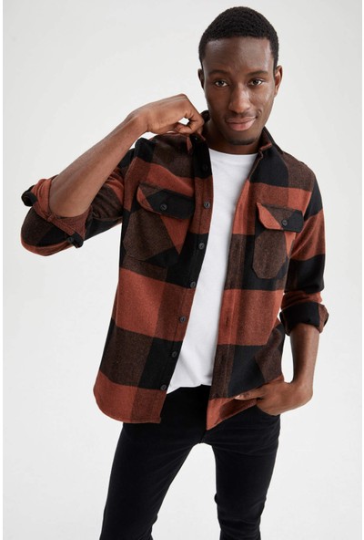 DeFacto Regular Fit Kare Derenli Uzun Kollu Oduncu Gömlek W1276AZ21WN