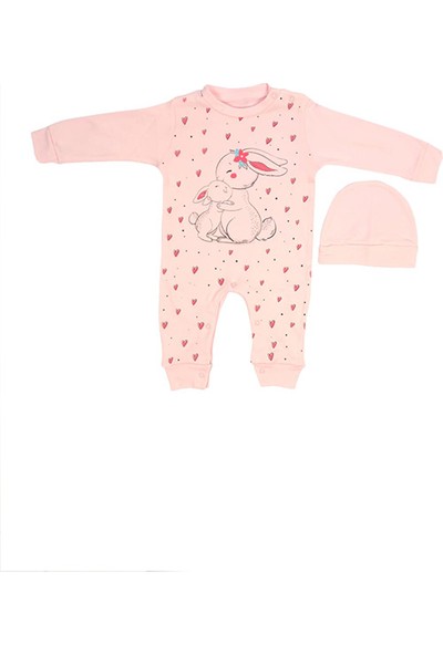 Bolly Baby Kız Bebek Tulum Pembe Tavşanlı Pamuklu Bolly Baby Kız Bebek Tulum Pembe Tavşanlı Pamuklu