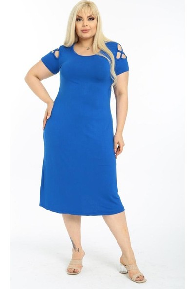 ViolettaXL Kadın Büyük Beden Kolları Çapraz Biye Likralı Viskon Elbise ViolettaXL Kadın Büyük Beden Kolları Çapraz Biye Likralı Viskon Elbise