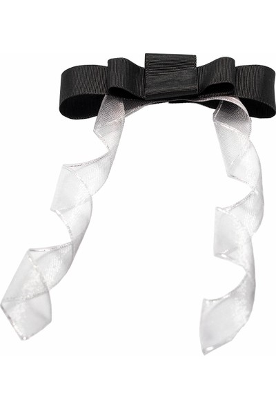 Les İpek Siyah Organze Fiyonklu Klips Toka