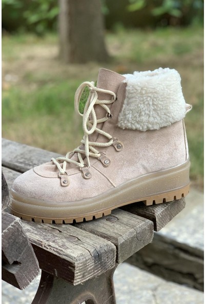 Bambi Bej Süet Kadın Bot & Bootie K02669074102