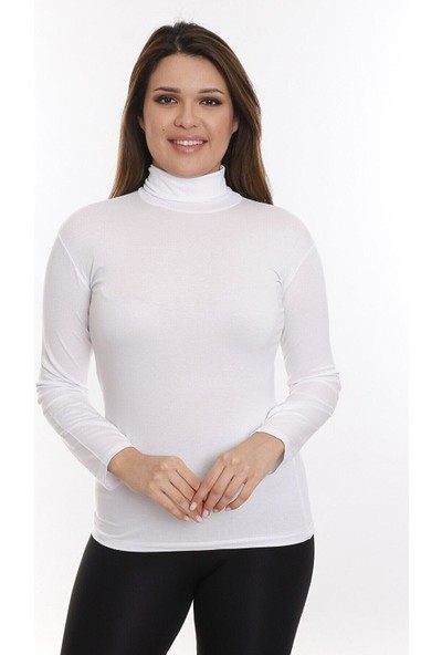 DHN Kadın Tam Boğazlı Uzun Kollu Likralı Penye Body