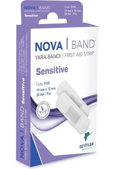 Nova Band Sensitive Hassas Yara Bandı 20'li 1 Kutu