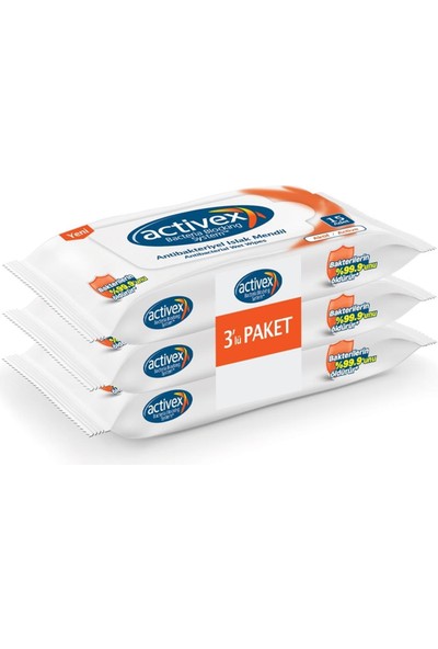 Activex Activex Antibakteriyel Islak Mendil Aktif 3 x 15'li Antibakteriyel Jel