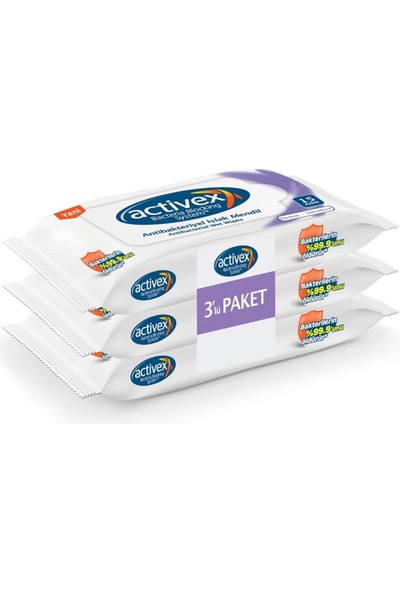 Activex Activex Antibakteriyel Islak Mendil Hassas 3 x 15'li Antibakteriyel Jel