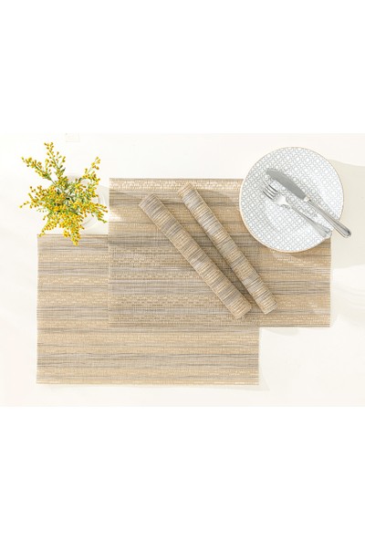 English Home Shea Pvc 4'lü Amerikan Servis 30X45 cm Koyu Bej English Home Shea Pvc 4'lü Amerikan Servis 30X45 cm Koyu Bej