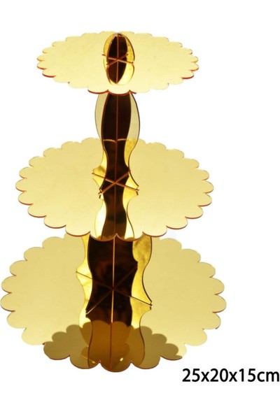 Organizasyon Pazarı Cupcake Standı Gold Metalik Kek Standı 3 Katlı