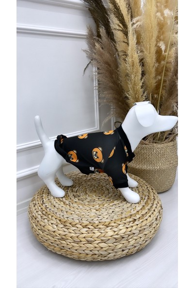 By Pablo Ayıcık Baskılı Siyah Köpek Kıyafeti