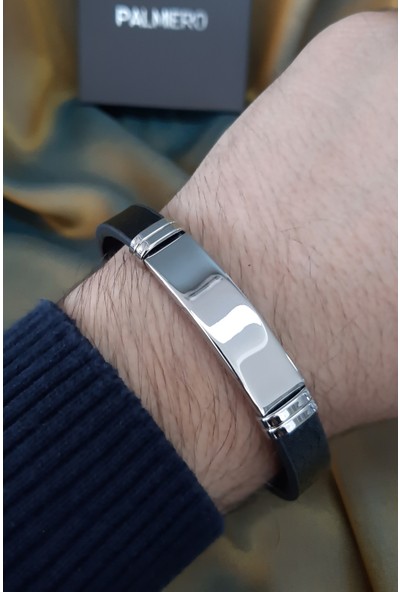 Palmiero 316L Çelik Erkek Deri Bileklik