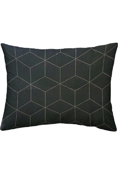 Leruum London Geometrik Desenli Antrasit %100 Pamuklu Yastık Kılıfı 2 Adet 50 x 70