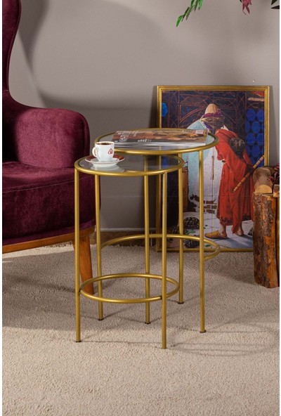 Tino Furniture Lotus Şeffaf Camlı Gold Zigon Yan Sehpa Tino Furniture Lotus Şeffaf Camlı Gold Zigon Yan Sehpa