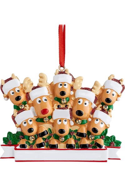Shopfocus Kişiselleştirilmiş Ren Geyiği Aile Kolye Noel Tee Asılı (Yurt Dışından)