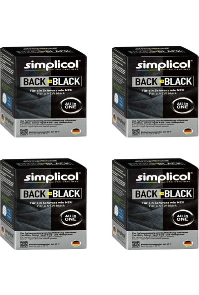 Simplicol Siyah Toz Tekstil Kumaş Boyası ve Renk Tazeleme Canlandırma x 4 Paket