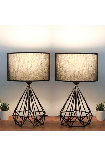 Homing Vienna Siyah Kumaş Metal Tasarım 2'li Abajur Seti Homing Vienna Siyah Kumaş Metal Tasarım 2'li Abajur Seti