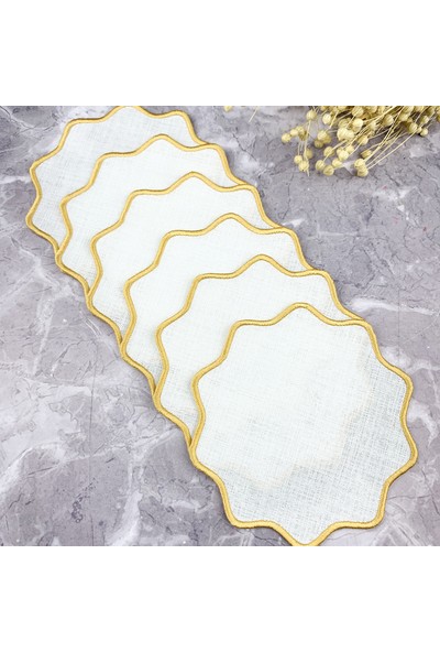 Weare2 Gold Altın Renkli Oval Çiçek Nakışlı 6'lı Kokteyl Weare2 Gold Altın Renkli Oval Çiçek Nakışlı 6'lı Kokteyl