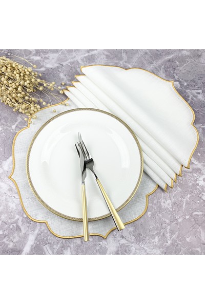 Weare2 Gold Altın Renkli Nakışlı 6'lı Amerikan Servis Weare2 Gold Altın Renkli Nakışlı 6'lı Amerikan Servis