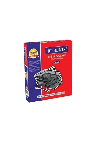 Rubenis Rubenis Evrak Rafı Metal 3'lü Siyah