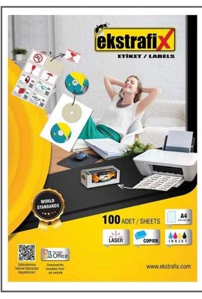 Ekstrafix Extrafix Laser Etiket A4 210 x 297MM Ekstrafix Extrafix Laser Etiket A4 210 x 297MM
