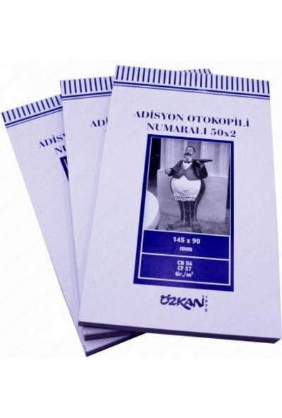 Özkan Adisyon Fişi Otokopili 50 Yaprak 2n 90X145CM 3 Adet Özkan Adisyon Fişi Otokopili 50 Yaprak 2n 90X145CM 3 Adet