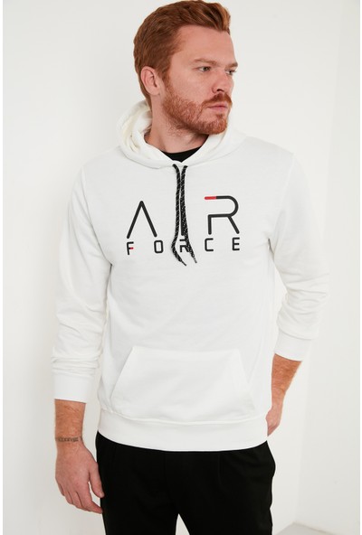 Buratti Baskılı Kapüşonlu Kanguru Cepli Sweat Erkek Sweat 541AIRFORCE