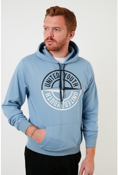 Buratti Baskılı Kapüşonlu Kanguru Cepli Sweat Erkek Sweat 541UNIYOU