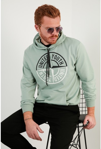 Buratti Baskılı Kapüşonlu Kanguru Cepli Sweat Erkek Sweat 541UNIYOU
