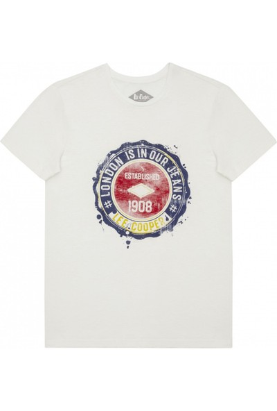 Lee Cooper Riley Erkek O Yaka T-Shirt Off White