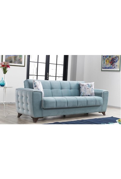 İpek Mobilya Zen Üçlü Kanepe Açık Mavi