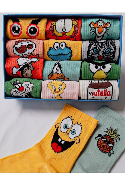 Dea Giyim Unisex Desenli Kolej Çorap 6 Çift Dea Giyim Unisex Desenli Kolej Çorap 6 Çift