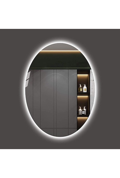 Toprak Dekor 80*60 Elips Ledli Ayna Banyo Aynası