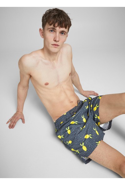 Jack & Jones %50 Geri Dönüştürülmüş Desen Detaylı Cepli Mavi Erkek Şort Jack & Jones %50 Geri Dönüştürülmüş Desen Detaylı Cepli Mavi Erkek Şort