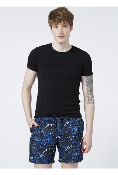 Aeropostale Beli Bağlamalı Desenli Cepli Siyah Erkek Şort Mayo