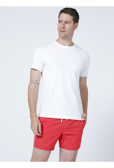 Fabrika Kırmızı Çizgili Erkek Şort Mayo