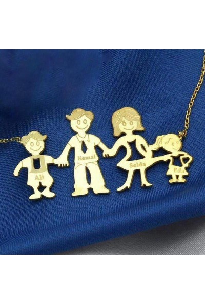 MaGümüş Kişiye Özel Isimli Anne Baba Çocuk Gümüş Aile Kolyesi
