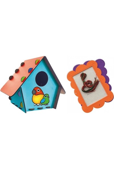 Kumtoys Keçe Çerçeveli Etamin Sanatı + Kuş Evi (2 Ürün) Kumtoys Keçe Çerçeveli Etamin Sanatı + Kuş Evi (2 Ürün)