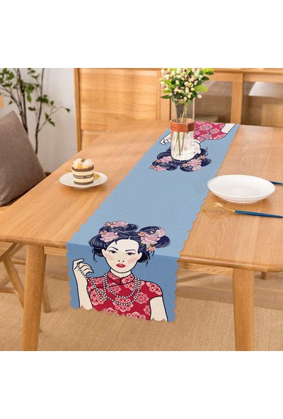 Inci Kolyeli Japon Kadın Dijital Baskılı Modern Runner Inci Kolyeli Japon Kadın Dijital Baskılı Modern Runner