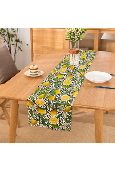 RealHomes Geometrik ve Limon Desenli 3D Dijital Baskılı Özel Tasarım Runner RealHomes Geometrik ve Limon Desenli 3D Dijital Baskılı Özel Tasarım Runner