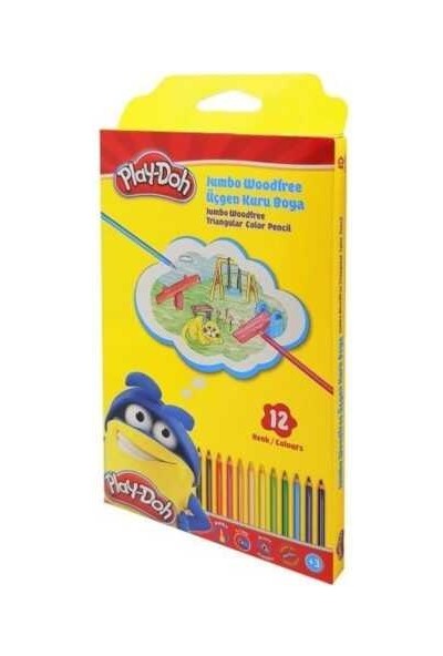 Play-Doh Jumbo Woodfree Üçgen Kuru Boya 12'li