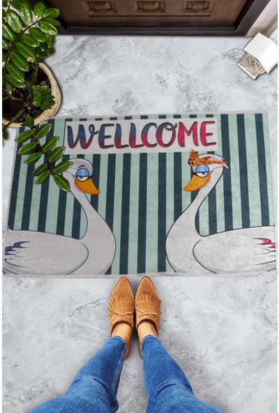 Vip Gross Dekoratif Çok Amaçlı Paspas / Beyaz Ördek