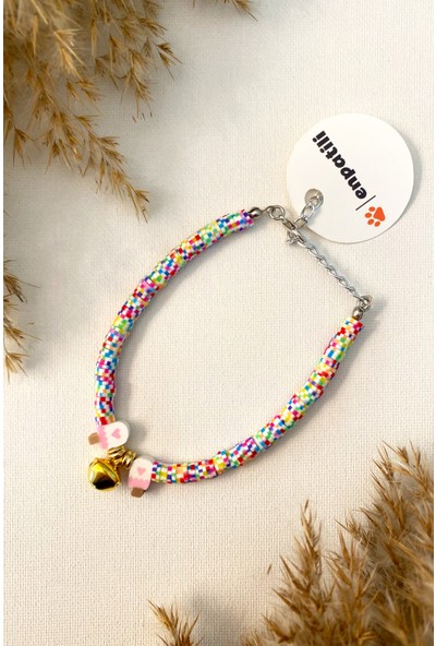 Enpatili Kedi Tasması Kedi Kolyesi Zilli Dondurma Detaylı Gold Ayarlanabilir Renkli Enpatili Kedi Tasması Kedi Kolyesi Zilli Dondurma Detaylı Gold Ayarlanabilir Renkli