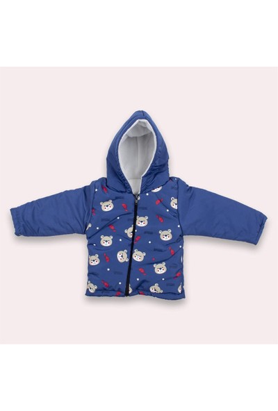Ages Angels Ayı Desenli Mavi Erkek Çocuk Mont Ages Angels Ayı Desenli Mavi Erkek Çocuk Mont