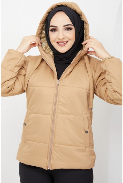 İmaj Butik Kapşonlu Kısa Şişme Mont/bisküvi İmaj Butik Kapşonlu Kısa Şişme Mont/bisküvi